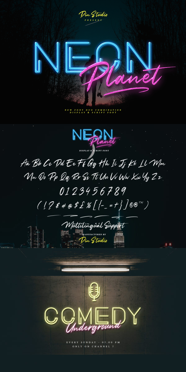 Neon Planet font - clickfreefonts