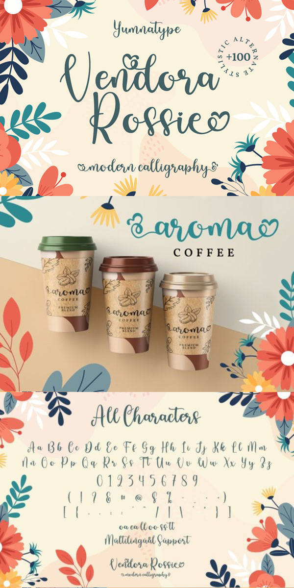 Vendora Rossie font - clickfreefonts