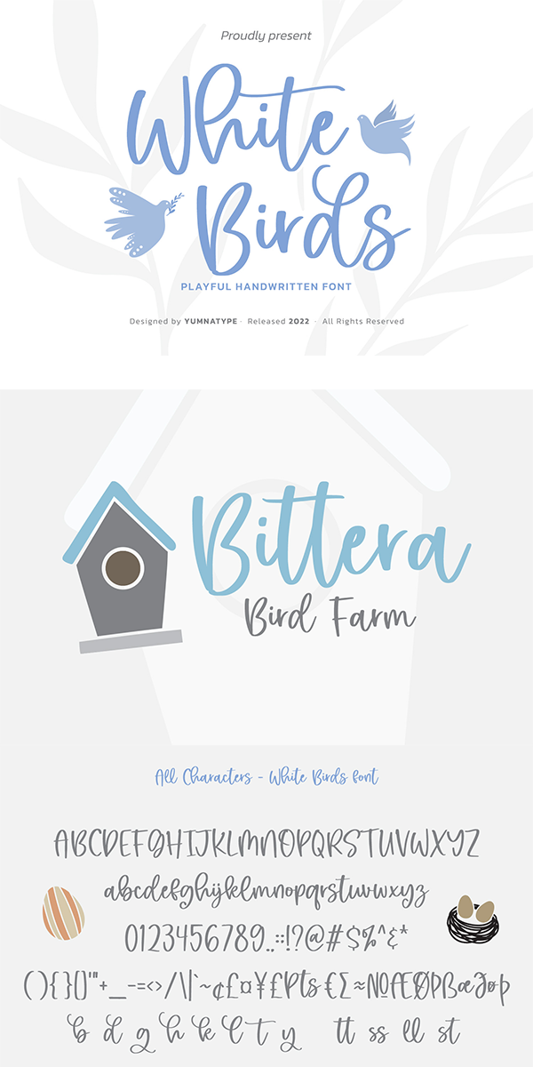 White Birds font - clickfreefonts
