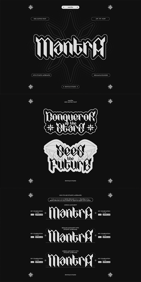 MANTRA – Neo Gothic Font font - clickfreefonts